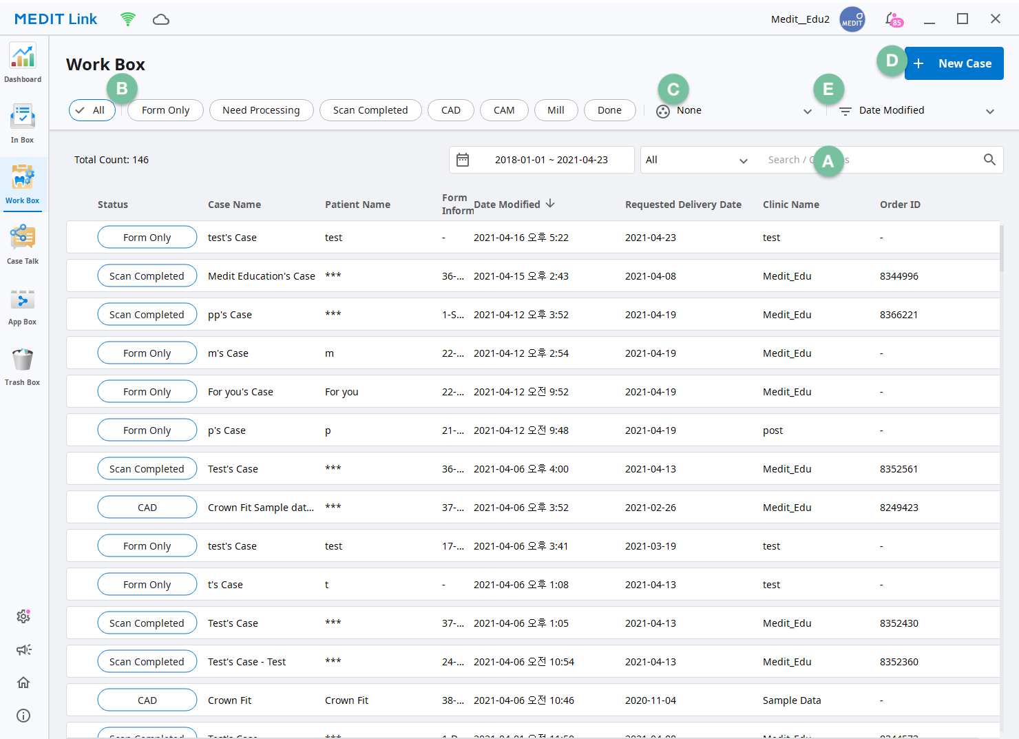 🔍 Work Box > Overview – Medit Help Center